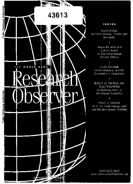 (PDF) The World Bank research observer 20 (2) | Valerie Kozel ...
