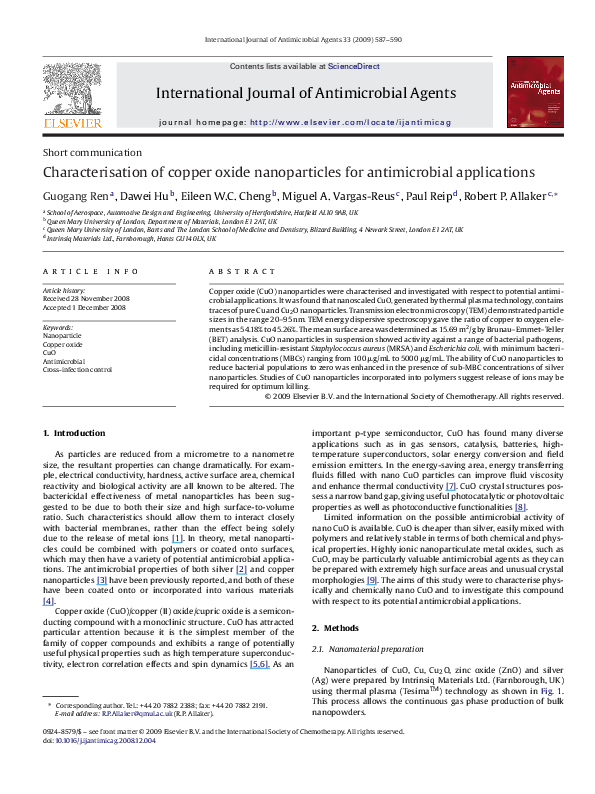 (PDF) Characterisation of copper oxide nanoparticles for antimicrobial ...