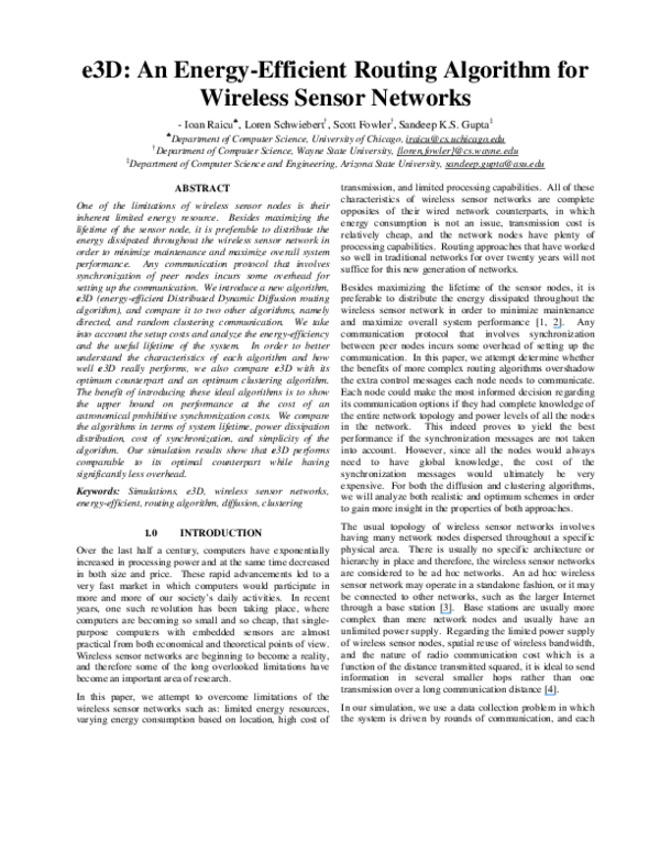 E3d An Energy Efficient Routing Algorithm For Wireless Sensor Networks