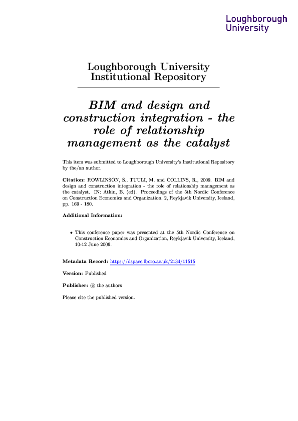 (PDF) BIM and design and construction integration-the role of ...