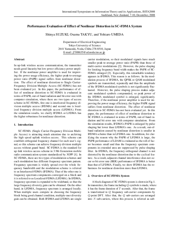 (PDF) Performance evaluation of effect of nonlinear distortion in SC ...