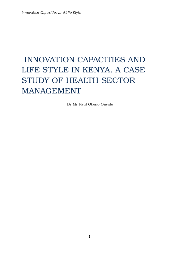 (DOC) INNOVATION CAPACITIES AND LIFE STYLE IN KENYA. A CASE STUDY OF ...