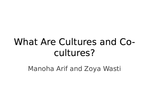 (PPT) What Are Cultures and Co-cultures
