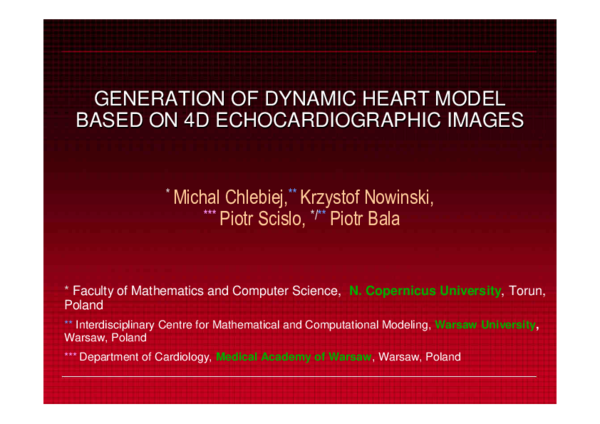(PDF) Generation of Dynamic Heart Model Based on 4D Echocardiographic ...