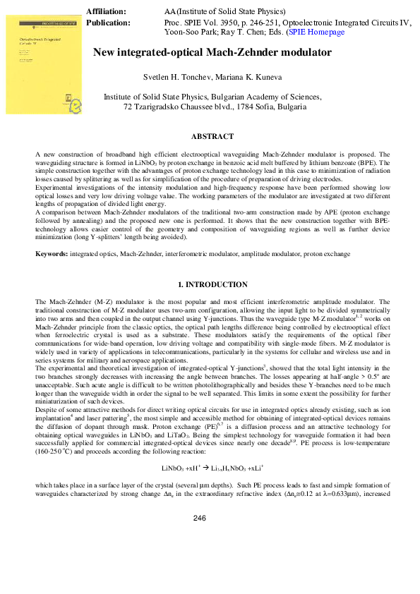 (PDF) New integrated-optical Mach-Zehnder modulator