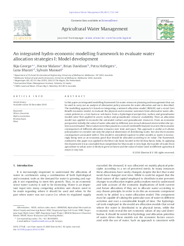 (PDF) An integrated hydro-economic modelling framework to evaluate ...