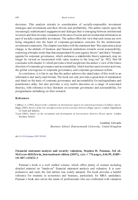 (PDF) Stephen H. Penman, Financial statement analysis and security ...
