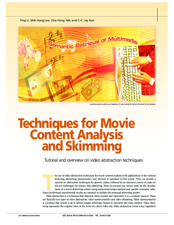 (PDF) Techniques for movie content analysis and skimming: tutorial and ...
