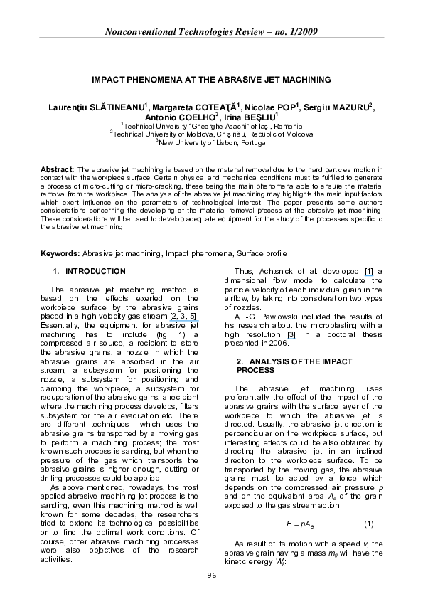 (PDF) Impact Phenomena at the Abrasive Jet Machining