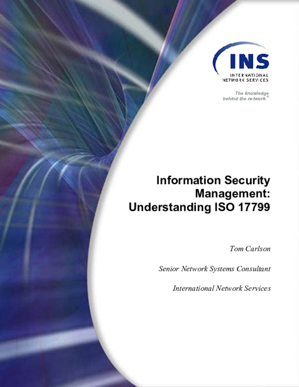(PDF) Information Security Management: Understanding ISO 17799