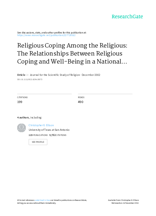 (PDF) Religious Coping Among the Religious The Relations