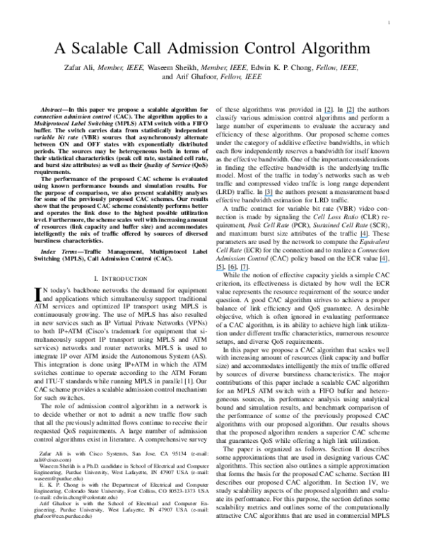 Pdf A Scalable Call Admission Control Algorithm