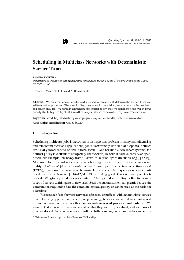 Pdf Scheduling Multiclass Packet Streams To Minimize Weighted Loss