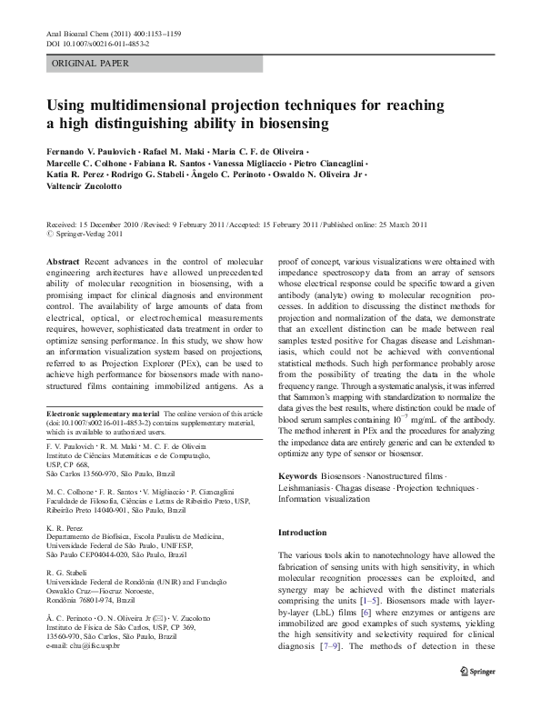 (PDF) Using multidimensional projection techniques for reaching a high distinguishing ability in ...