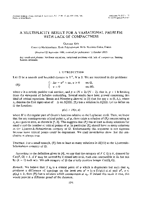 Pdf A Multiplicity Result For A Variational Problem With Lack Of