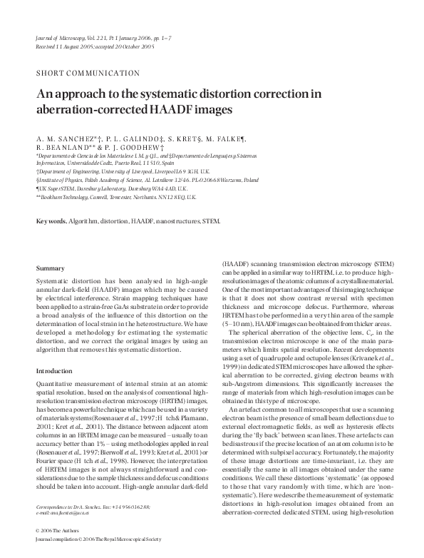 (PDF) An approach to the systematic distortion correction in aberration ...