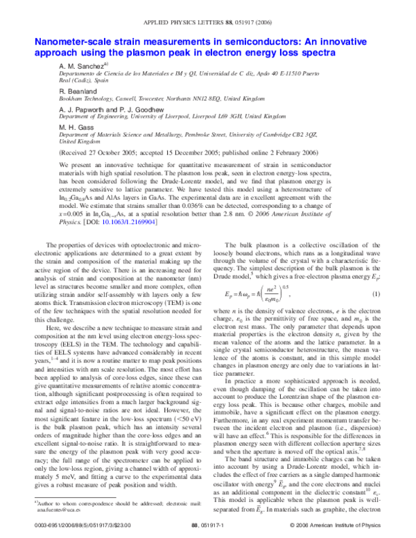 Pdf Nanometer Scale Strain Measurements In Semiconductors An Innovative Approach Using The
