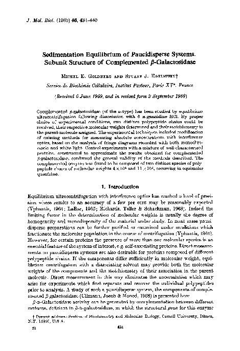 (PDF) Sedimentation equilibrium of paucidisperse systems. Subunit ...