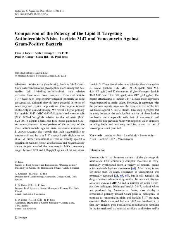 (PDF) Comparison of the Potency of the Lipid II Targeting ...