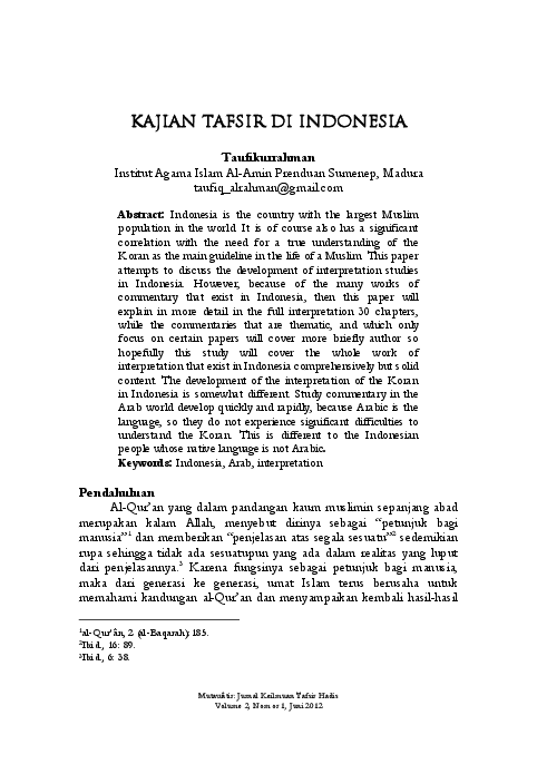 (PDF) KAJIAN TAFSIR DI INDONESIA