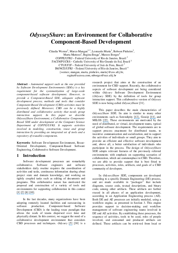 (PDF) OdysseyShare: an environment for collaborative component-based development