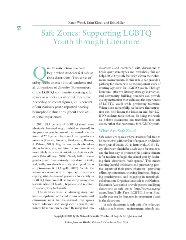(PDF) Safe Zones: Supporting LGBTQ Youth through Literature