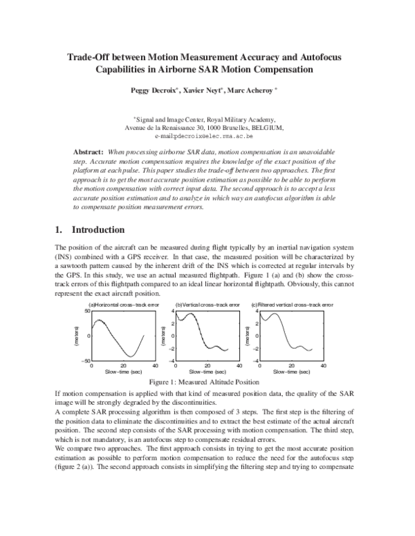 (PDF) Trade-Off between Motion Measurement Accuracy and Autofocus Capabilities in Airborne SAR ...