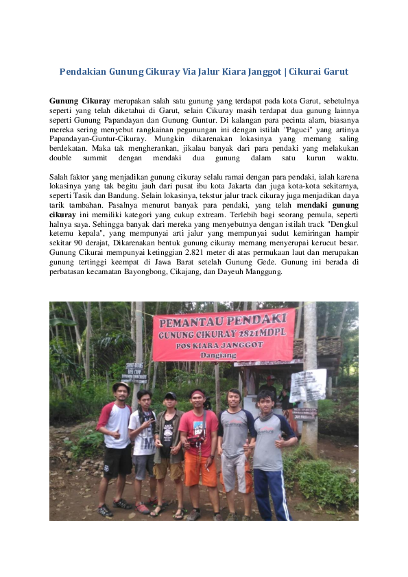 (PDF) Pendakian Gunung Cikuray Via Jalur Kiara Janggot | Cikurai Garut