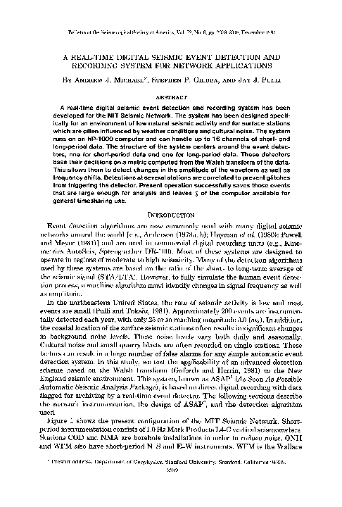 Pdf A Real Time Digital Seismic Event Detection And Recording System