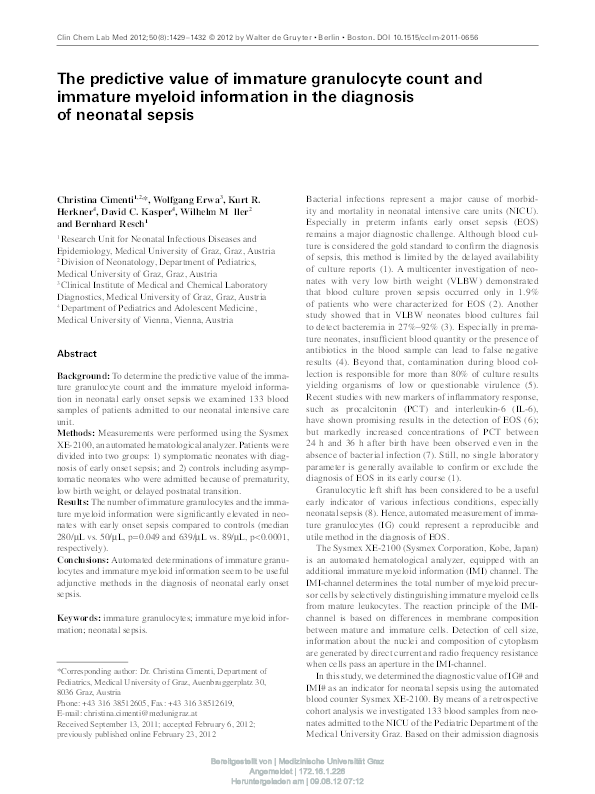 (PDF) Granulocyte transfusions for neonatal sepsis | NMMC Blood Bank ...