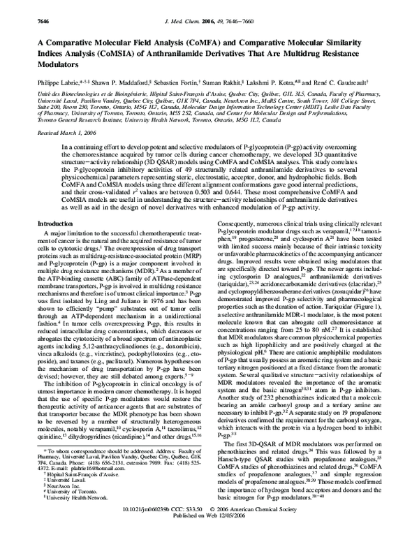 Pdf Comparative Molecular Field Analysis Comfa And Comparative