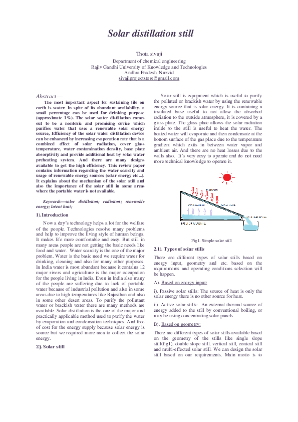 (PDF) Solar distillation still