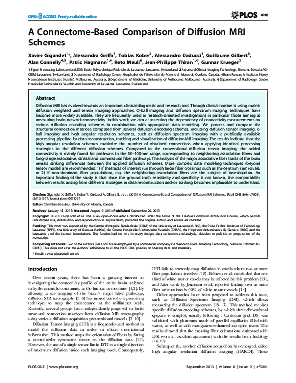 (PDF) Comparing Diffusion MRI Schemes for Brain Connectivity