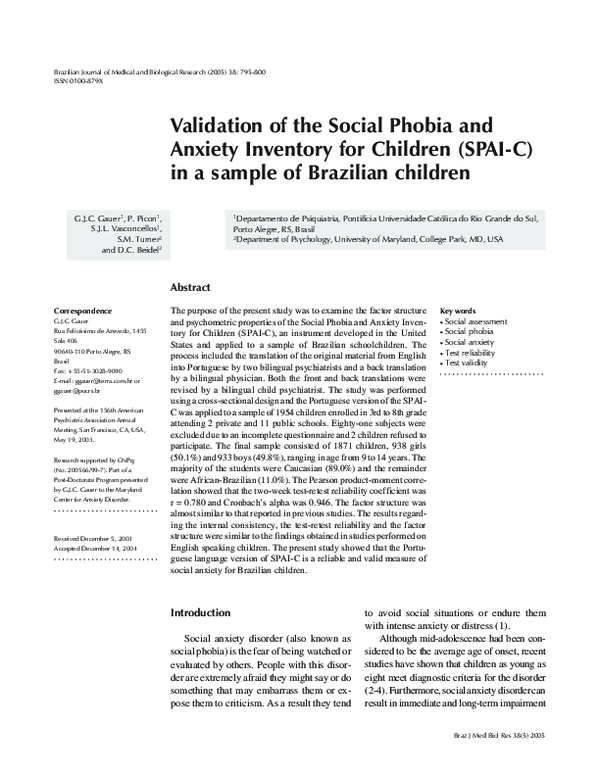 (PDF) Validation of the Social Phobia and Anxiety Inventory for ...
