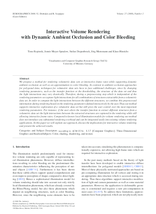 (PDF) Interactive Volume Rendering with Dynamic Ambient Occlusion and Color Bleeding