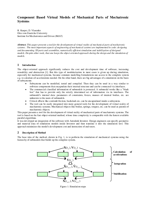 (PDF) Component Based Virtual Models of Mechanical Parts of Mechatronic ...