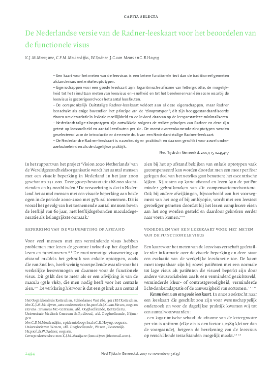(PDF) [The Dutch version of the Radner Reading Chart for assessing ...