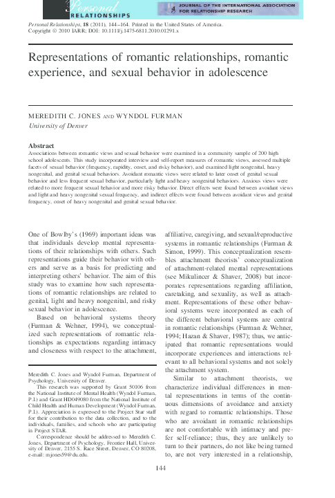 (PDF) Representations of romantic relationships, romantic experience ...
