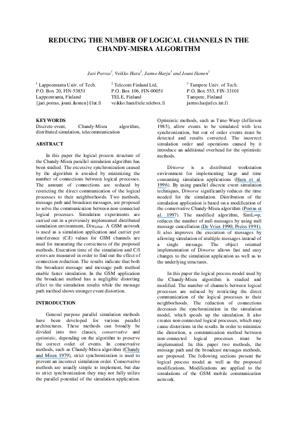 (PDF) REDUCING THE NUMBER OF LOGICAL CHANNELS IN THE CHANDY-MISRA ALGORITHM