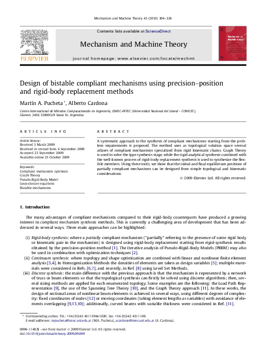 (PDF) Design of bistable compliant mechanisms using precision–position and rigid-body ...
