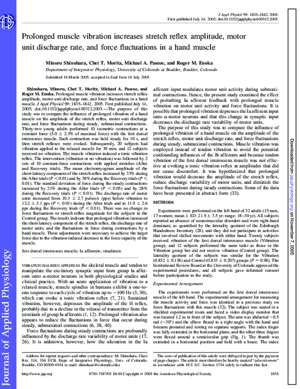 (PDF) Prolonged muscle vibration increases stretch reflex amplitude ...