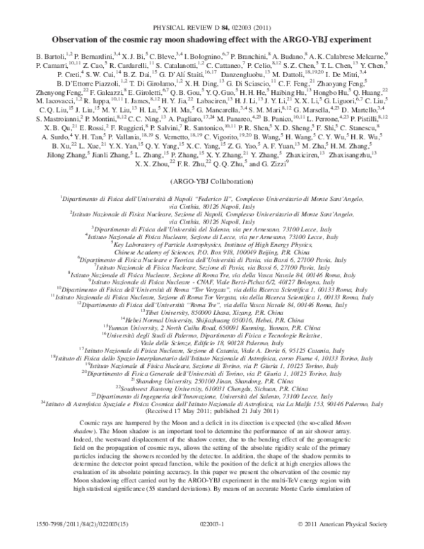 (PDF) Observation of the cosmic ray moon shadowing effect with the ARGO ...