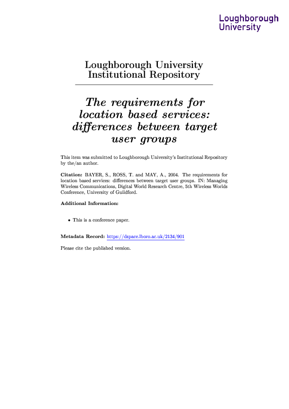 (PDF) The Requirements for location-based services: differences between ...
