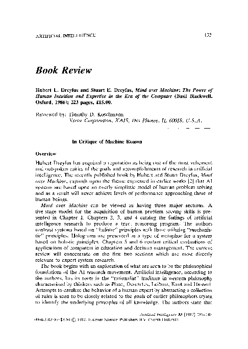 (PDF) Mind over machine - the power of human intuition and expertise in the era of the computer