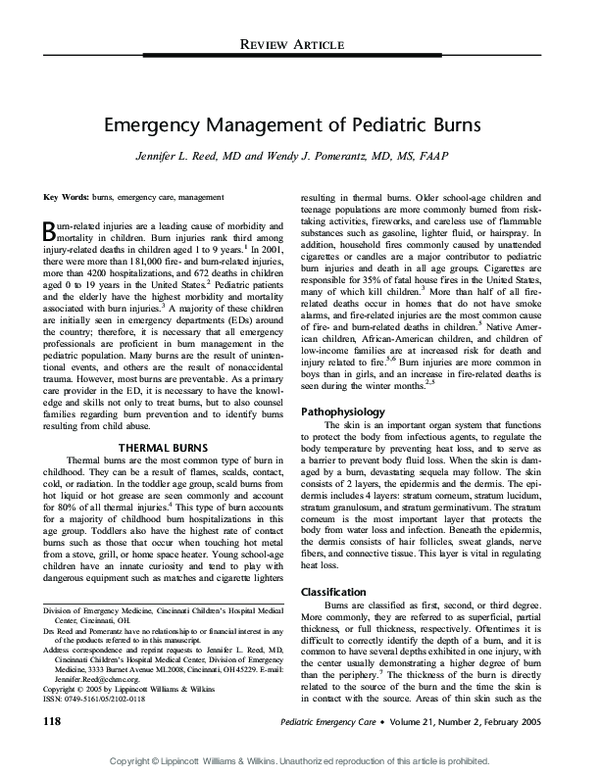 (PDF) Emergency Management of Pediatric Burns