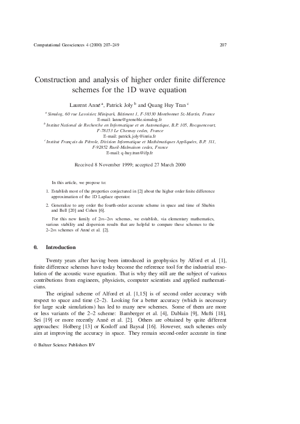 Pdf Construction And Analysis Of Higher Order Finite Difference