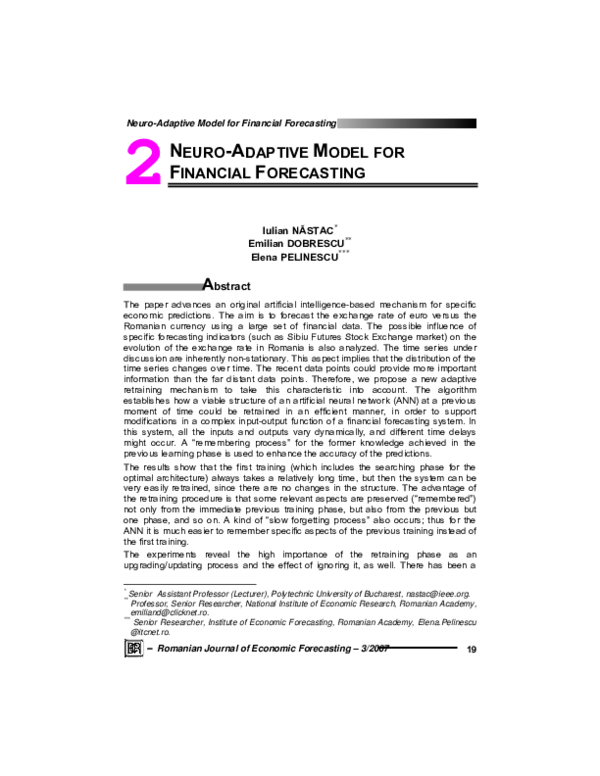 (PDF) Neuro-Adaptive Model for Financial Forecasting