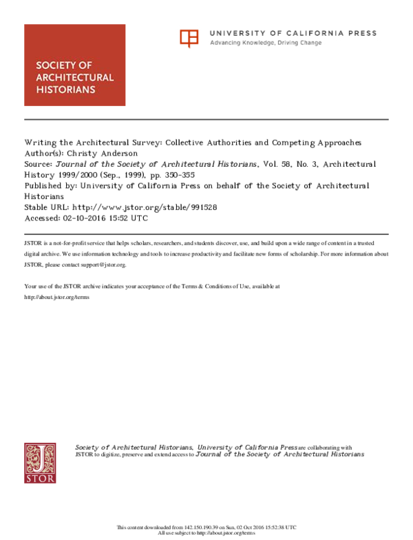 (PDF) Writing the Architectural Survey