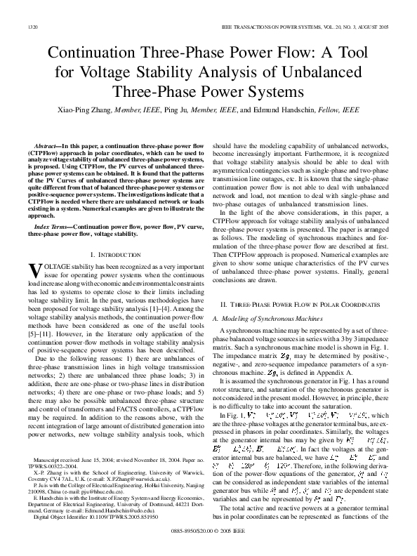 (PDF) Continuation Three-Phase Power Flow: A Tool for Voltage Stability Analysis of Unbalanced ...