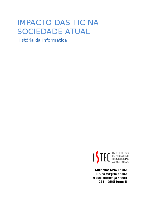 (DOC) O Impacto das TIC na Sociedade Final